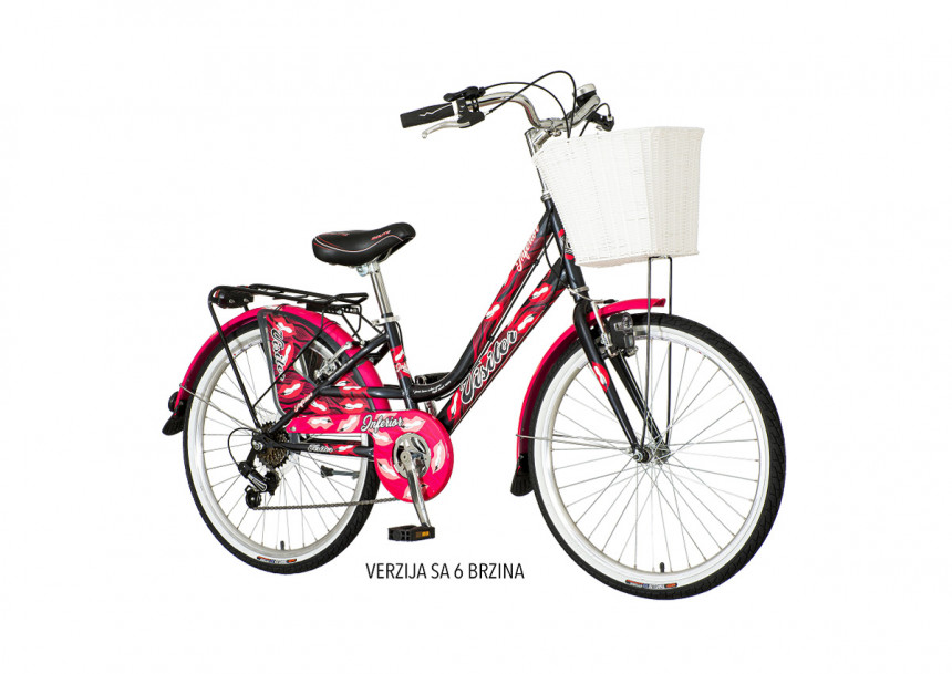 Bicikl Visitor Inferior 24" 6 brzina Crno roze bela Veličina 13" 2020 FAS246S611