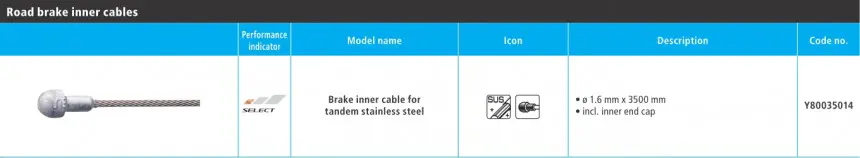 SAJLA KOČNICE SHIMANO 16X3500MM STAINLESS FOR RACING Y80035014 SHIMANO