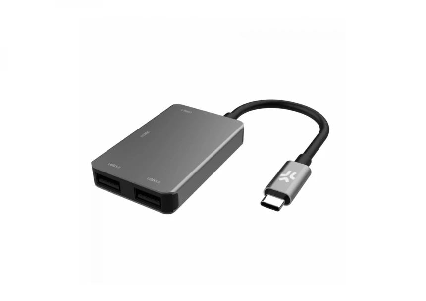 Celly USB-C Hub 4xUSB-A port siva