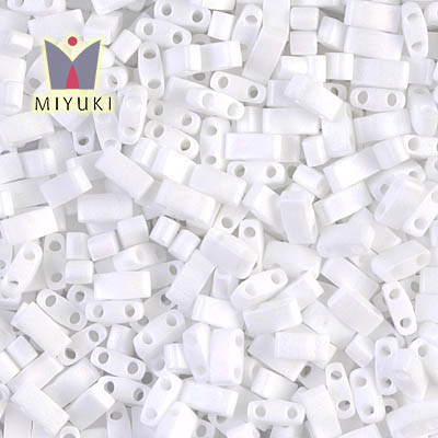 HTL-0402FR Miyuki Half Tila Beads – Matted White AB (3gr)