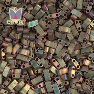 HTL-2035 Miyuki Half Tila Beads – Matted Metallic Khaki Iris (3gr)