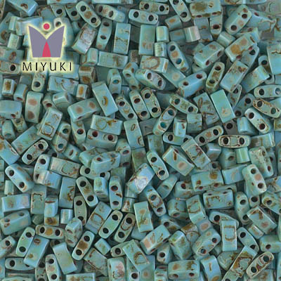 HTL-4514 Miyuki Half Tila Beads – Picasso Opaque Seafoam Green (3gr)