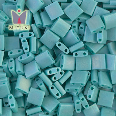 TL-0412FR Miyuki Tila Beads – Matted Opaque Turquoise Green AB (5gr)