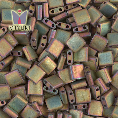 TL-2035 Miyuki Tila Beads – Matted Metallic Khaki Iris (5gr)