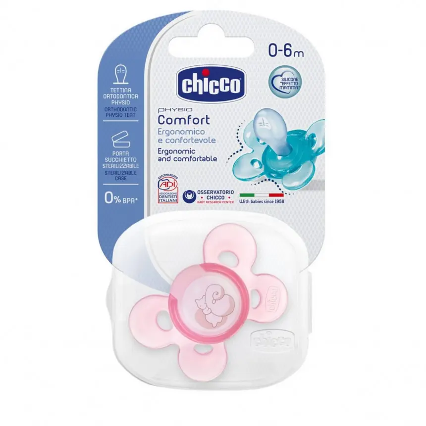 CHICCO LAŽA PHYSIO COMFORT SILIKON 0-6M, ROZE