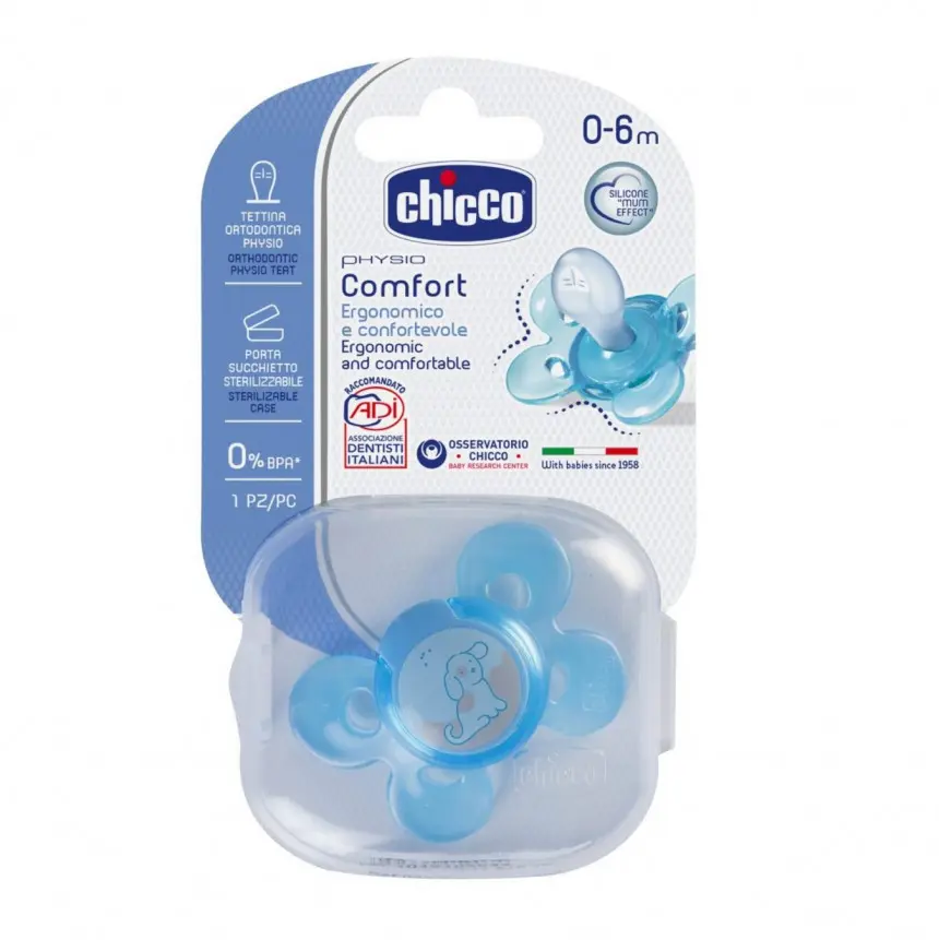 CHICCO LAŽA PHYSIO COMFORT SILIKON 0-6M, PLAVA