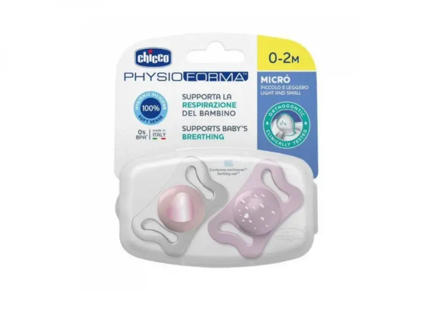 CHICCO LAŽA MICRO,SILIKON,0-2M,ROZE,2KOM