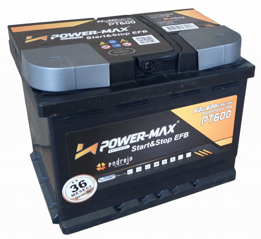 Power -Max PT600, EFB Start&Stop, 60Ah, 600A