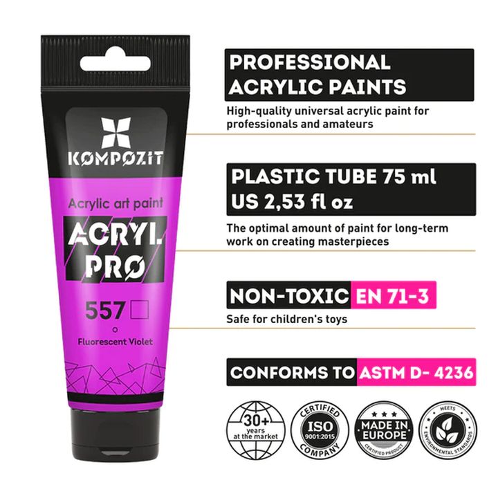 Fluorescentna akrilna boja ACRIL PRO ART Composite 75 ml | različite nijanse
