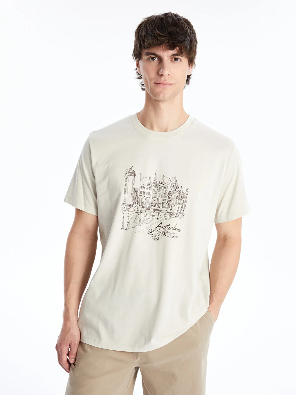 XSIDE Muška majica od češljanog pamuka okruglog izreza sa štampanim motivom kratkih rukava