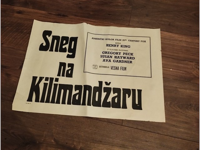 SNEG NA KILIMANDZARU Amer. film stari FILMSKI PLAKAT