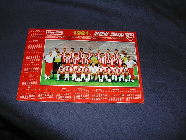 nalepnica-kalendar za 1991 - FK Crvena Zvezda