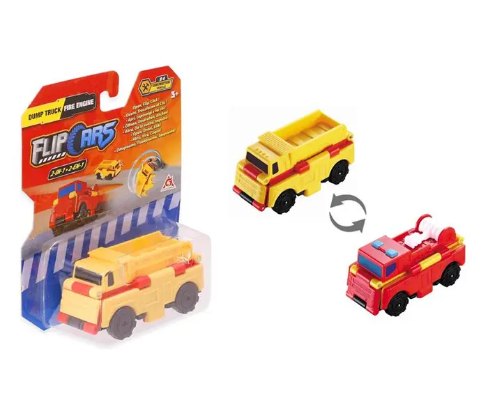 FLIP CARS Kamiončić 2u1 Dump Truck & Fire Engine