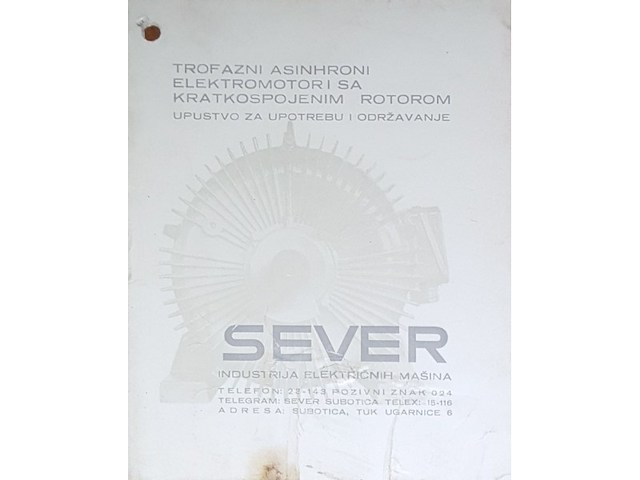 Uputstvo Za Motore `SEVER` Subotica Jugoslavija