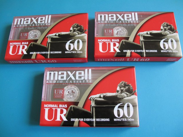 Maxell UR60 - tri NEKORIŠĆENE muzičke kasete
