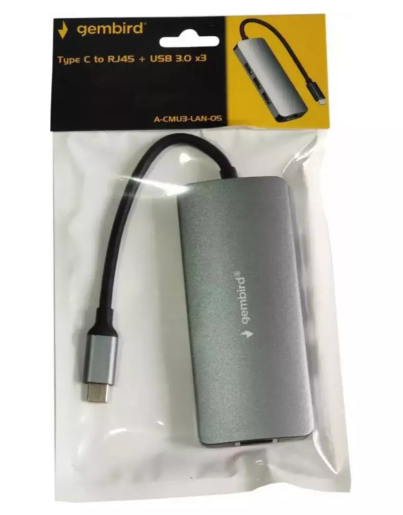 Adapter-konverter USB Tip C 3.1 na RJ45 10/100/1000 + 3 x USB 3.0 Aluminijum...