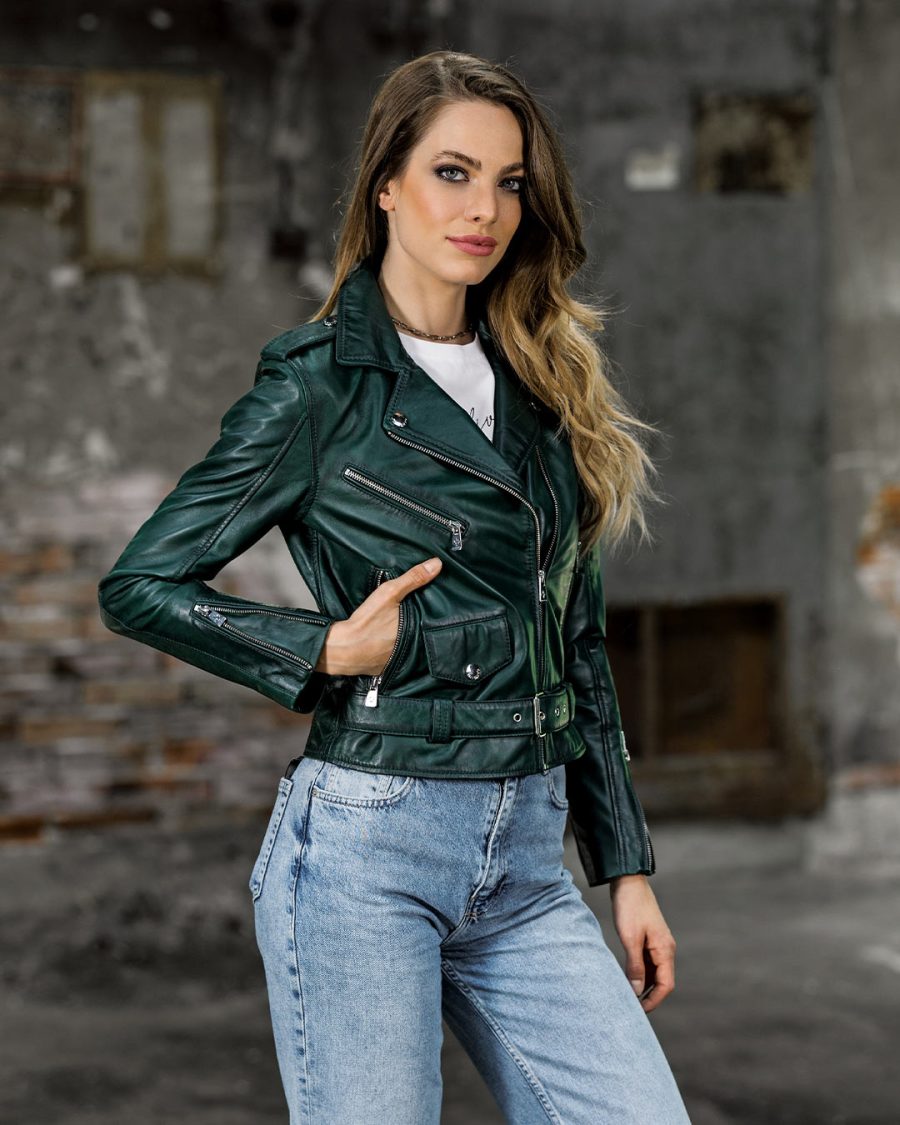 Invento kožna jakna Princess – Zelena