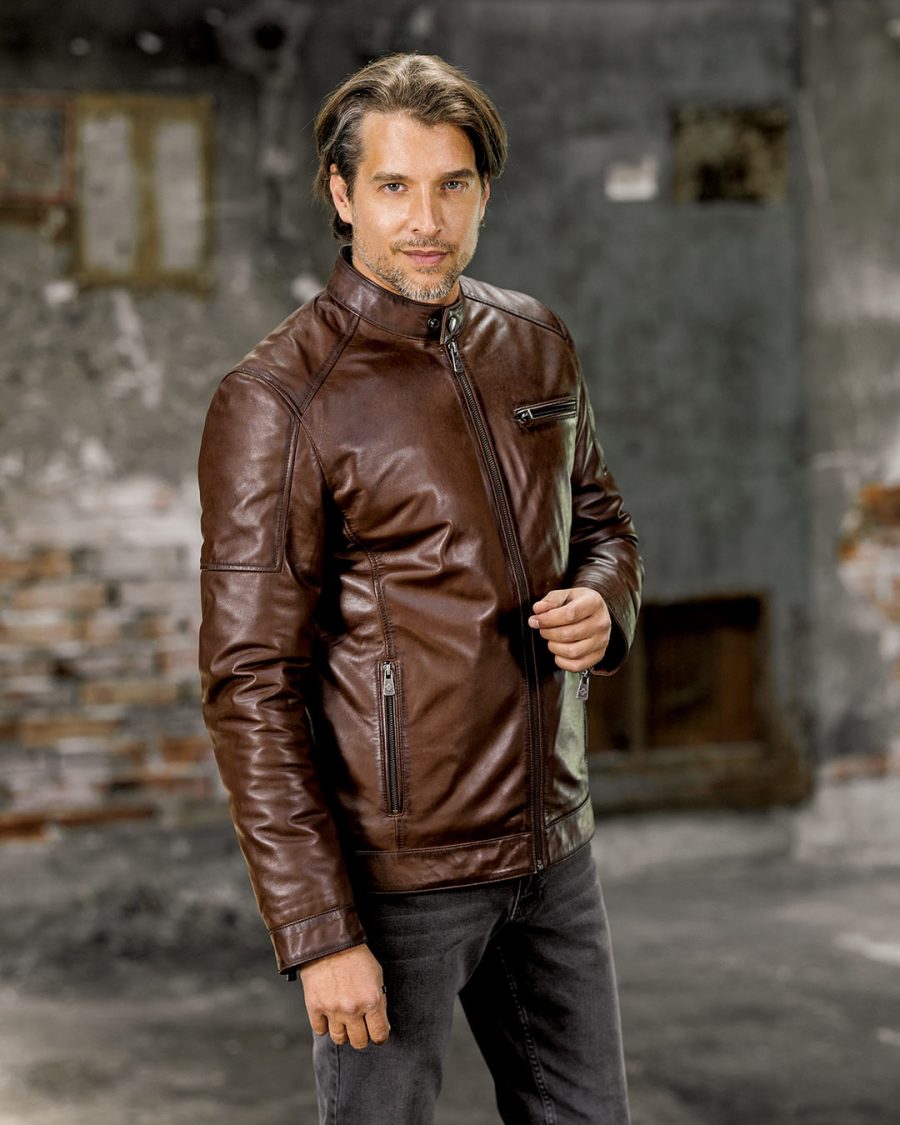 Invento kožna jakna Navio – Braon