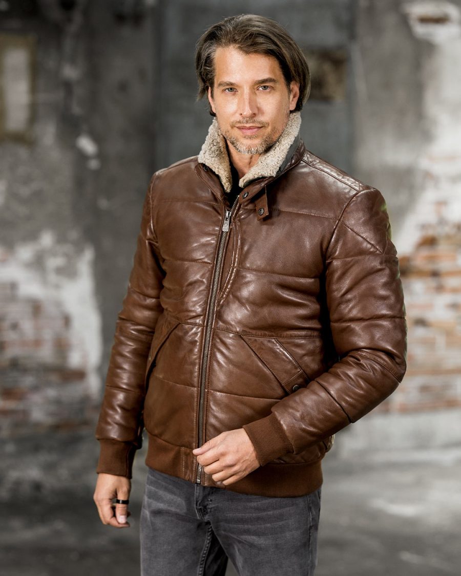 Invento kožna jakna Dario – Braon