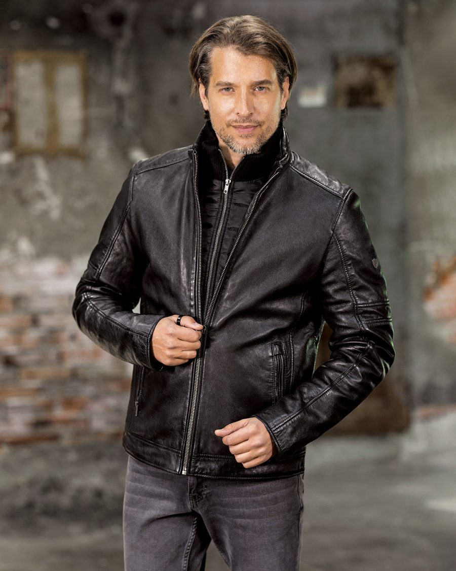 Invento kožna jakna Erik – Crna