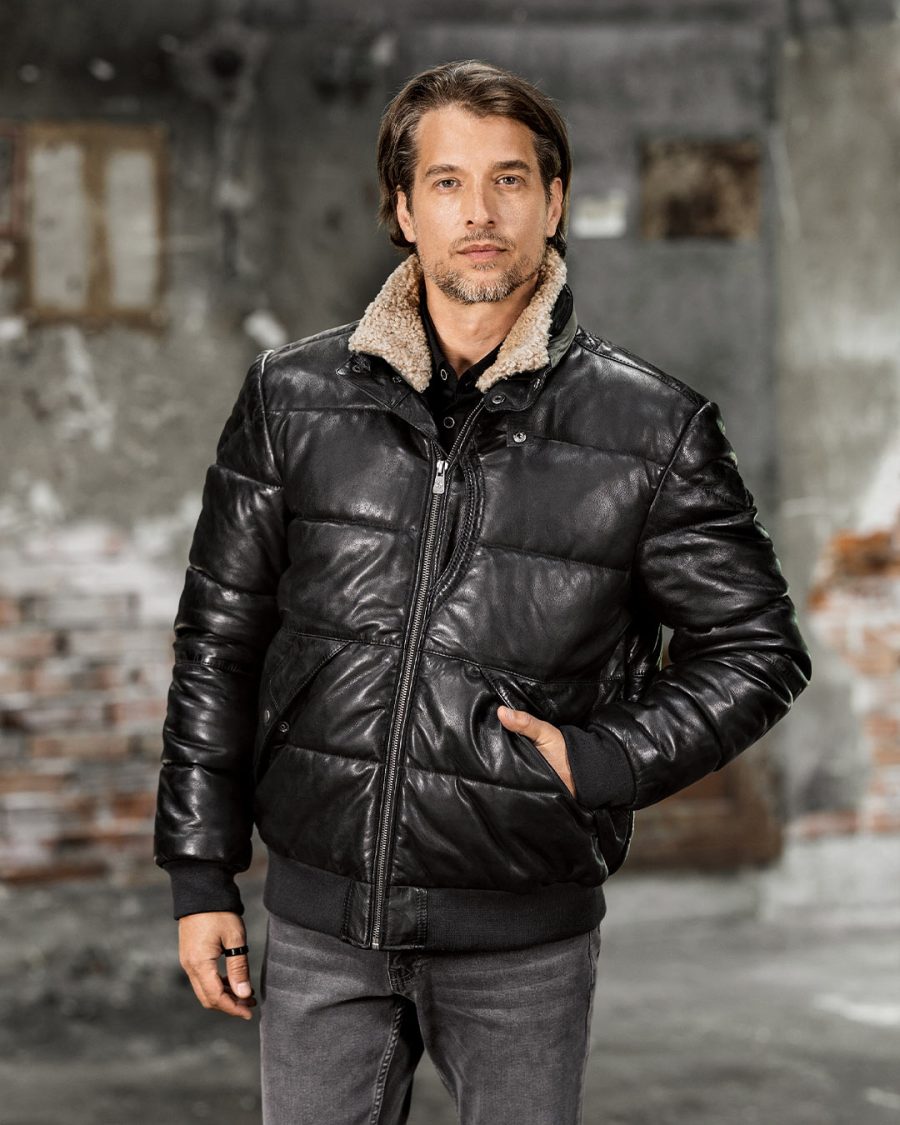 Invento kožna jakna Dario – Crna