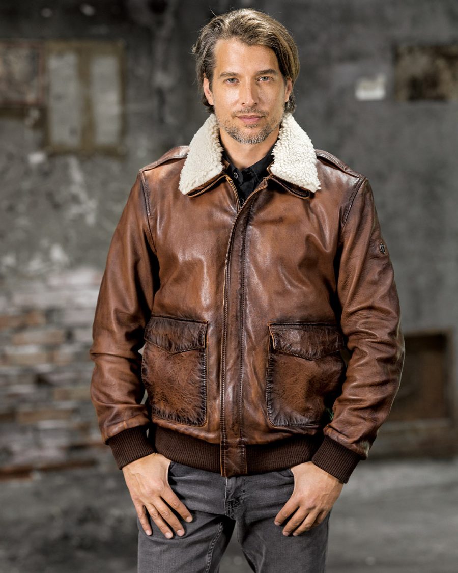 Invento kožna jakna Albert – Braon