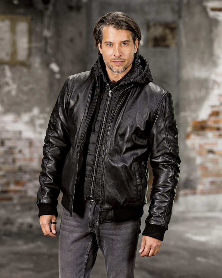 Invento kožna jakna Sergio – Crna