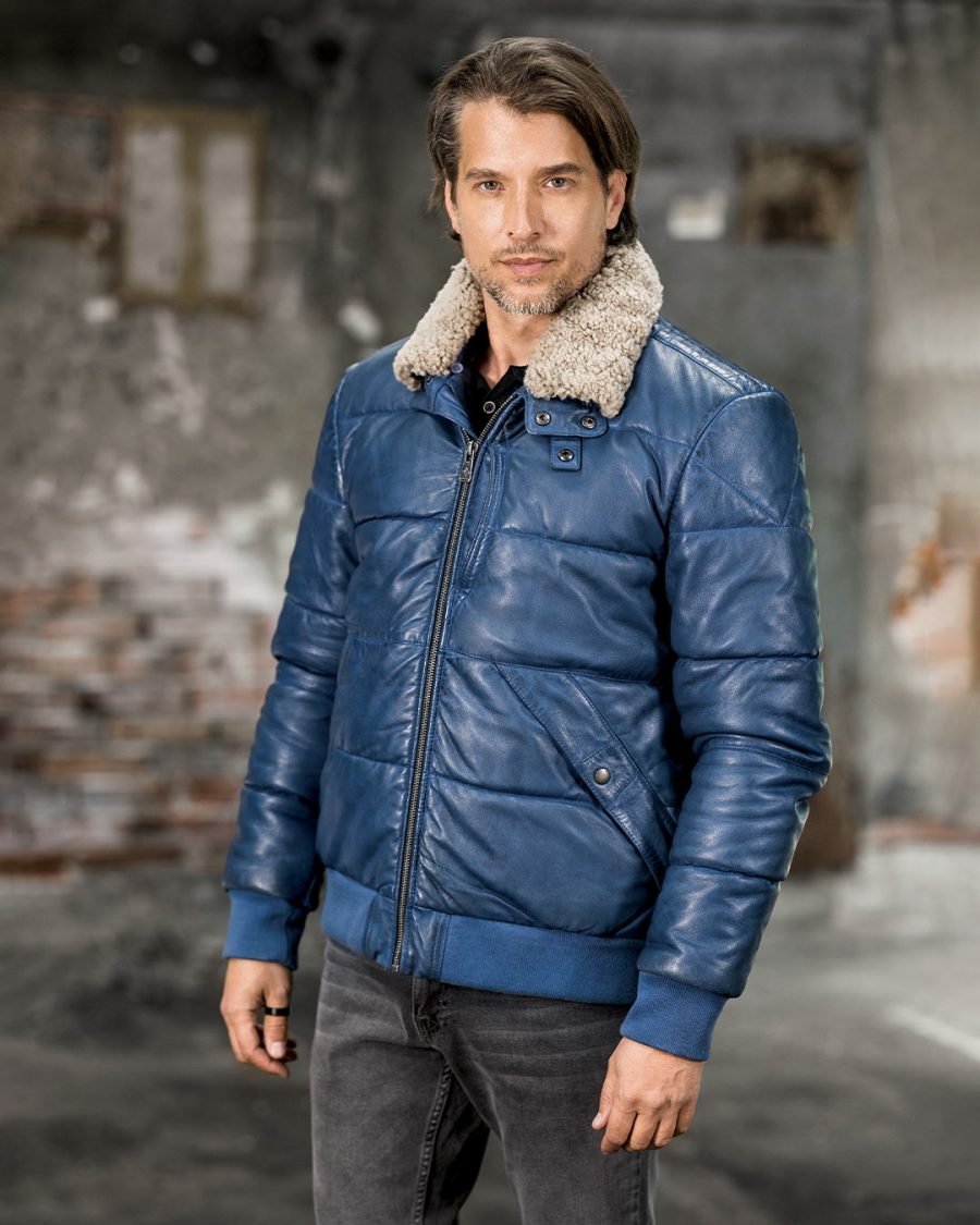 Invento kožna jakna Dario – Plava