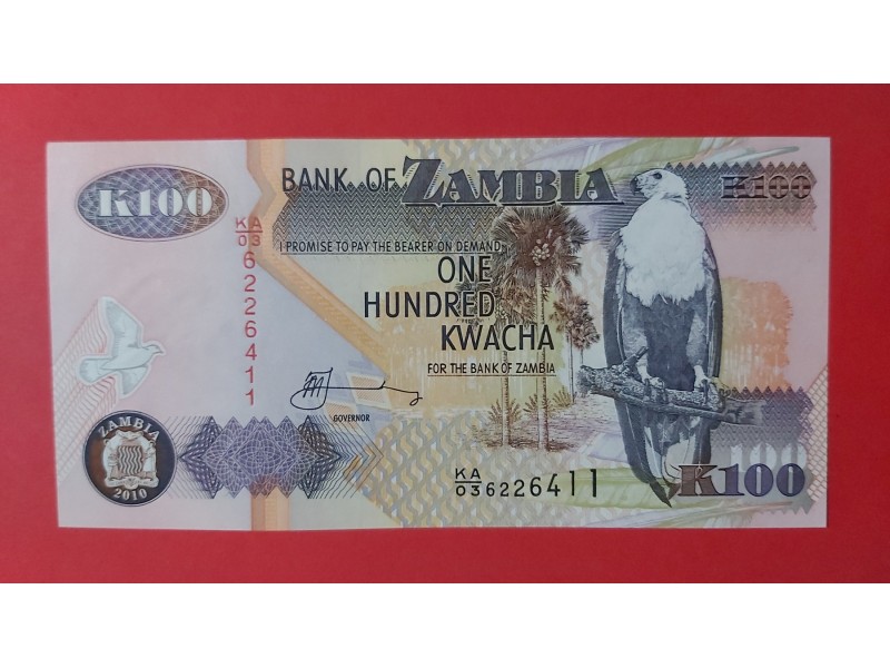 100 kwacha 2010 god Zambija UNC