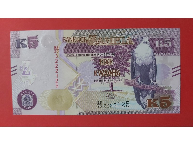 5 kwacha 2020 god Zambija UNC