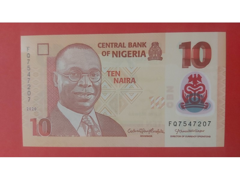 10 naira 2020 god Nigerija UNC polimer