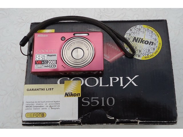 Nikon COOLPIX S510 8.1 Megapixel 3x Zum Camera - Pink!