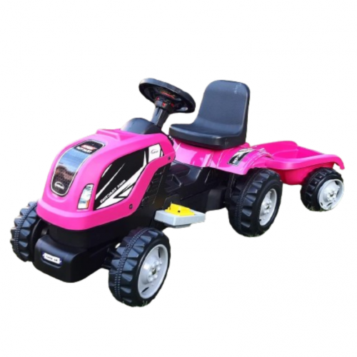 Traktor na akumulator sa prikolicom MMX roze