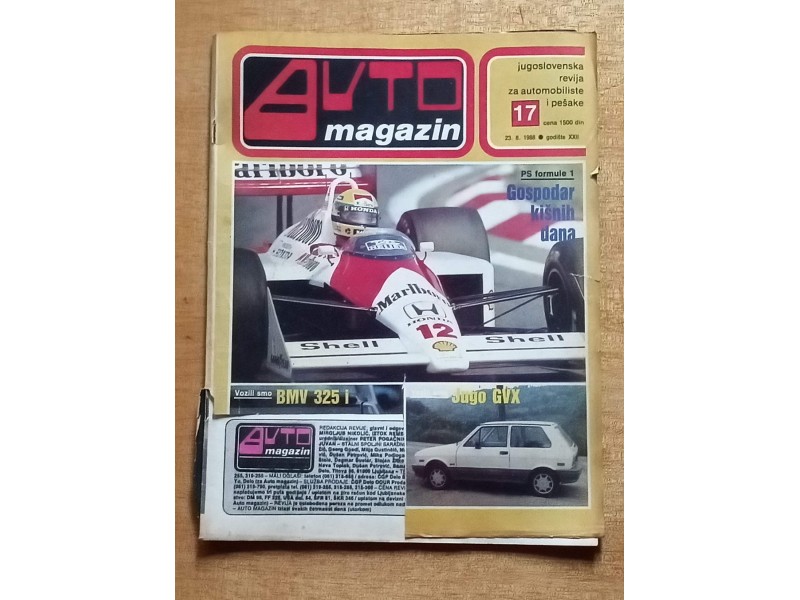 Auto Magazin - Broj 17 - 1988.g - Formula 1 -