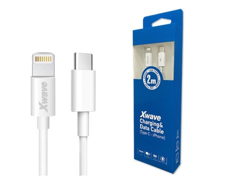 Xwave Kabl USB Tip-C za Iphone 2m 3A,lightning aluminium,beli