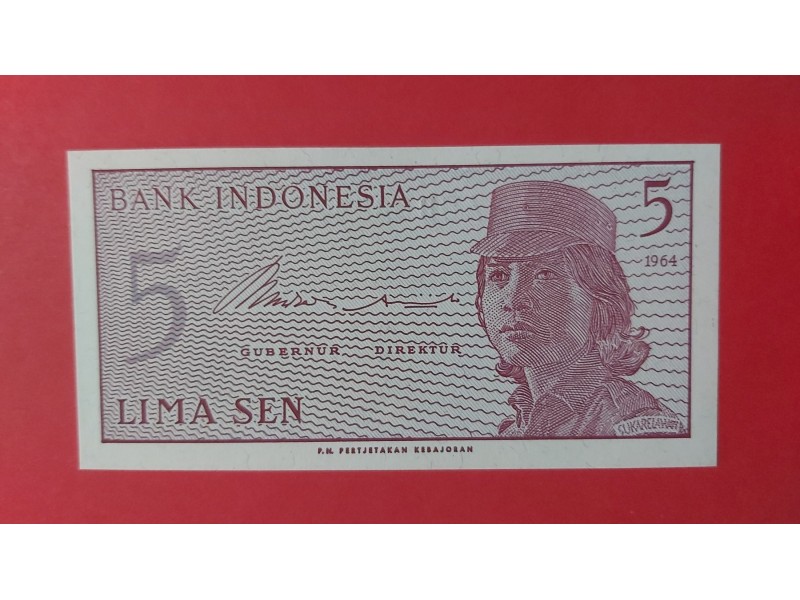 5 sen 1964 god Indonezija UNC