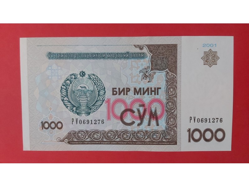1.000 sum 2001 god Uzbekistan UNC