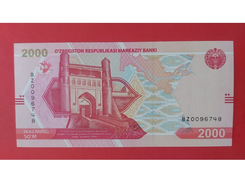 2.000 sum 2021 god Uzbekistan UNC