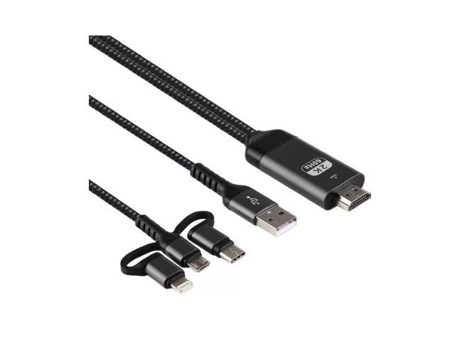 Fast Asia (OST05467) kabl HDMI (muški) na Micro USB (muški ) + TIP C (muški) + lighting (muški) 2m crni