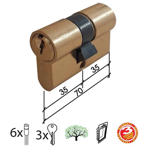 Cilindar za vrata CL2036 MAT MS 70 mm (35-35) 3K DBP1 (0106469)