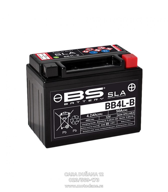 Akumulator BS 12V 4Ah SLA BB4L-B desni plus 120x70x92