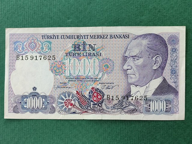 1000 turskih lira 1986