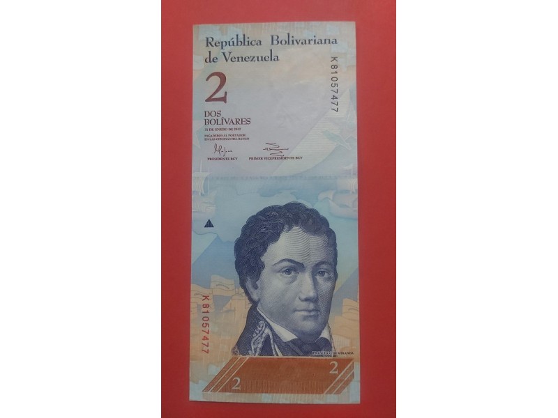 2 bolivares 2012 god Venecuela UNC