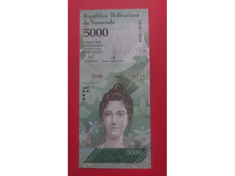 5.000 bolivares 2017 god Venecuela UNC