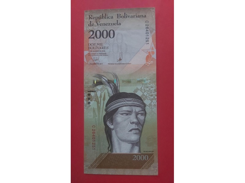 2.000 bolivares 2016 god Venecuela UNC