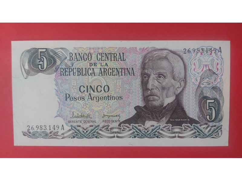 5 pesos 1983 god Argentina UNC