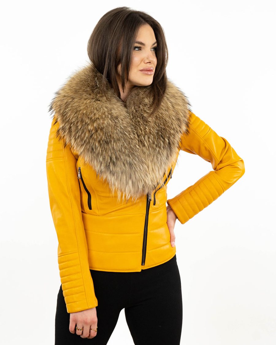 Kožna jakna Bella – Žuta