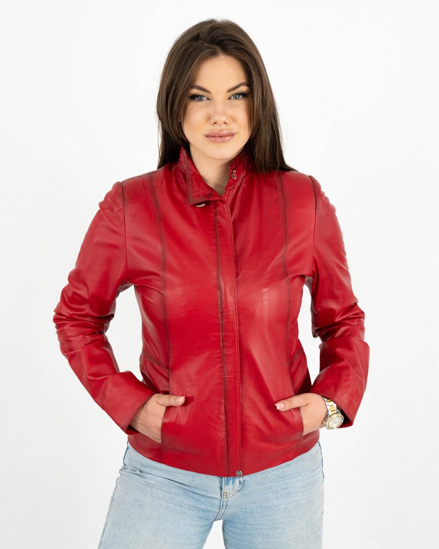 Kožna jakna Donna – Crvena