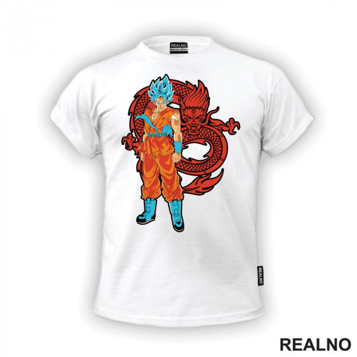 DRAGON AND BLUE SAIYAN - GOKU - DRAGON BALL - MAJICA