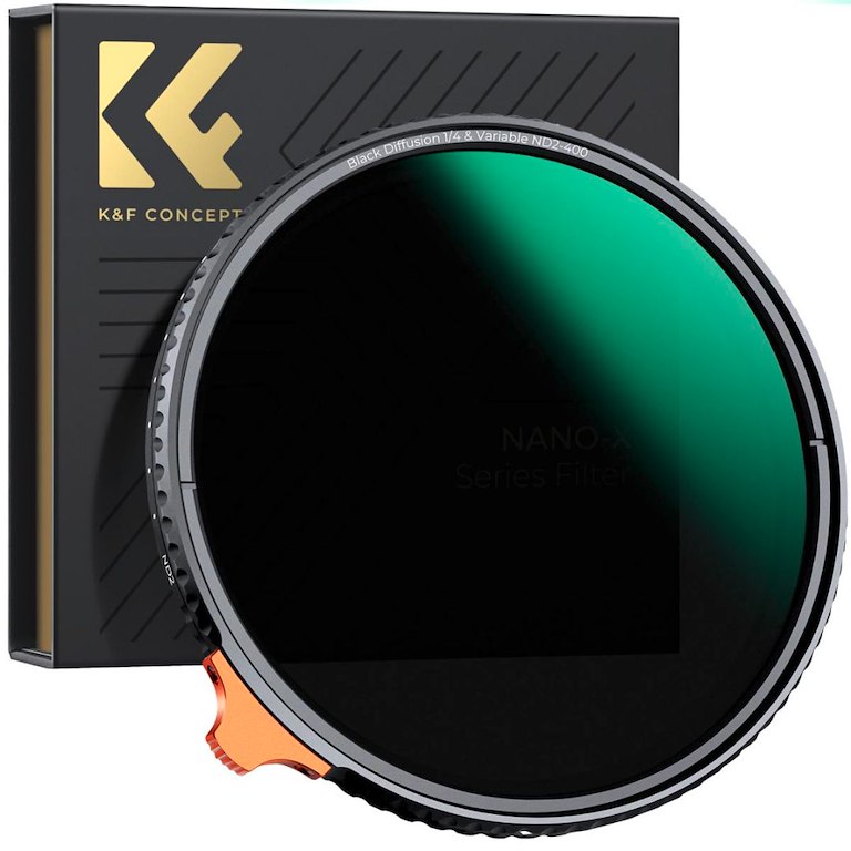 K&F Concept 55mm Black Mist 1/4 + ND2-400 Variable ND Filter Anti-reflection Green Film Nano-X Series KF01.2018
